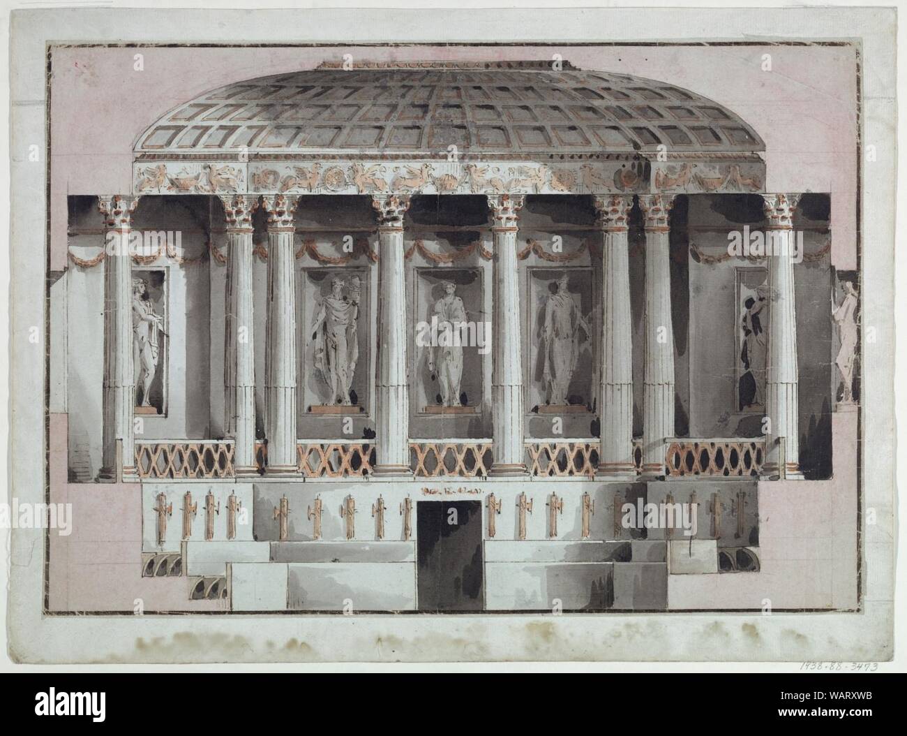 Drawing, Senate Chamber, Parliament Building, Warsaw, Poland, ca. 1765 ...