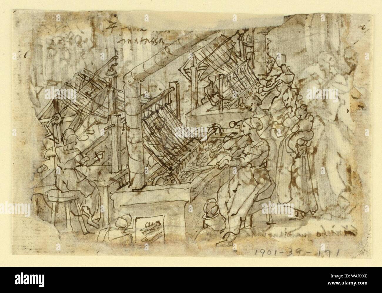 Drawing, Sericulture, Unwinding Cocoons, ca. 1590 Stock Photo - Alamy