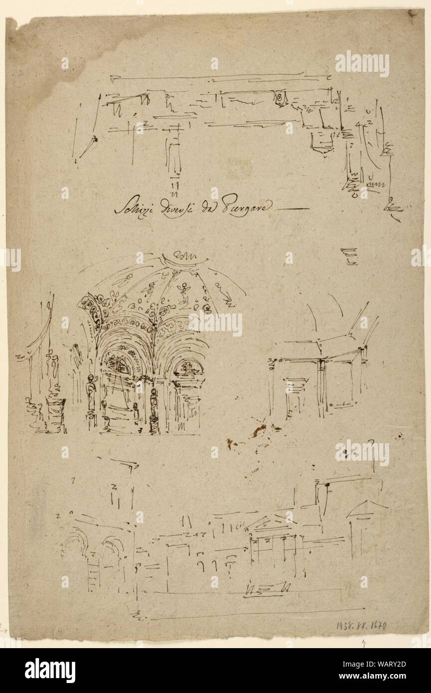 Drawing, Sheet of architectural sketches, ca. 1800–20 Stock Photo - Alamy