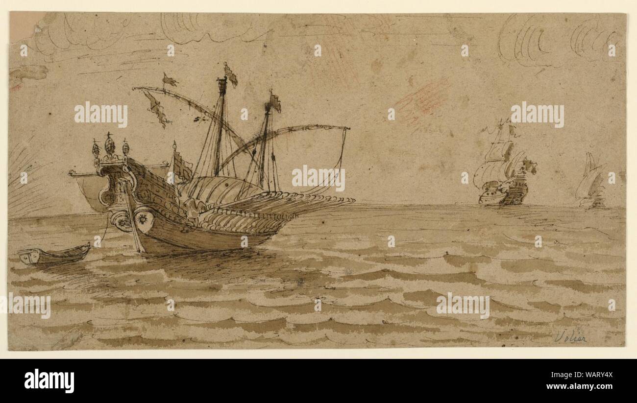 Drawing, Ships at Sea, 1775–1800 Stock Photo - Alamy