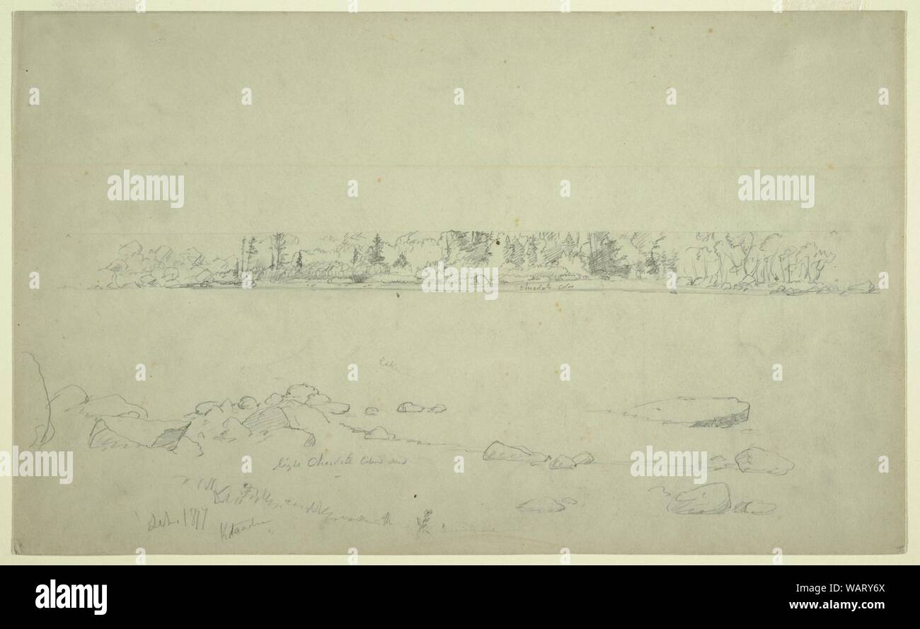 Drawing, Shore of a Lake near Mt. Katahdin, September 1877 Stock Photo ...