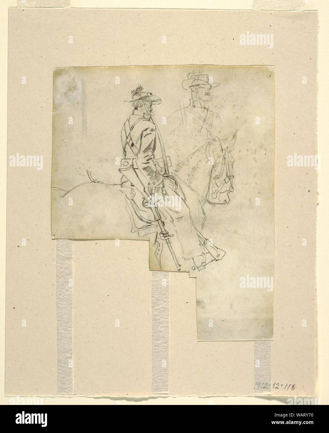 Drawing, Side View of a Mounted Officer, 1862 Stock Photo - Alamy