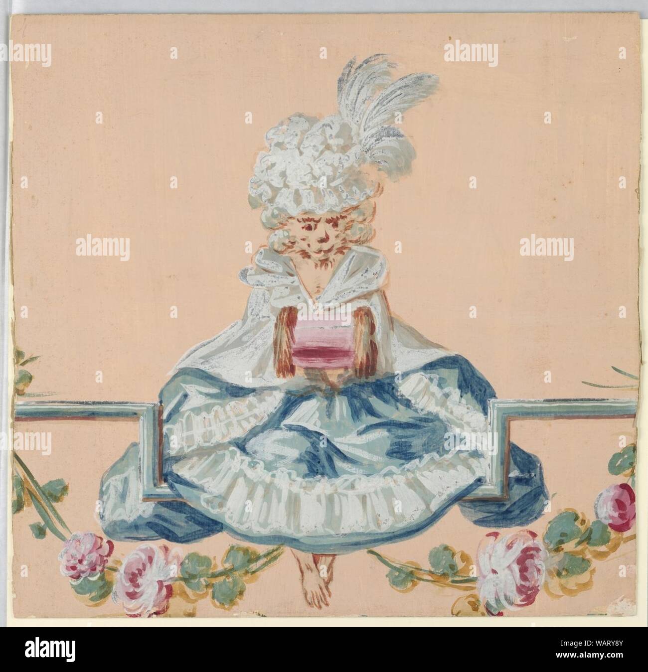 Drawing, Singerie- Female Monkey,, 1860–90 Stock Photo - Alamy