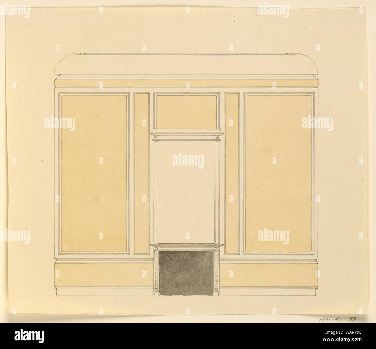 Drawing, Side wall with fireplace, 1815–22 Stock Photo - Alamy