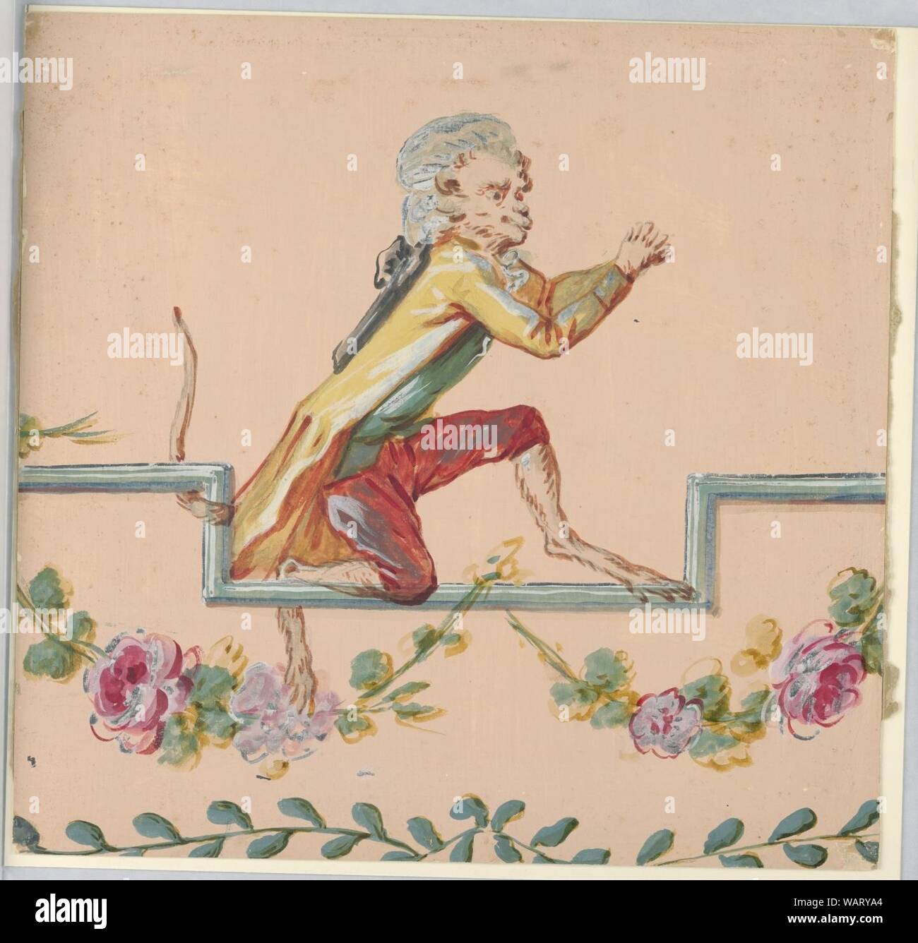 Drawing, Singerie- Male Monkey, st, 1860–80 Stock Photo - Alamy