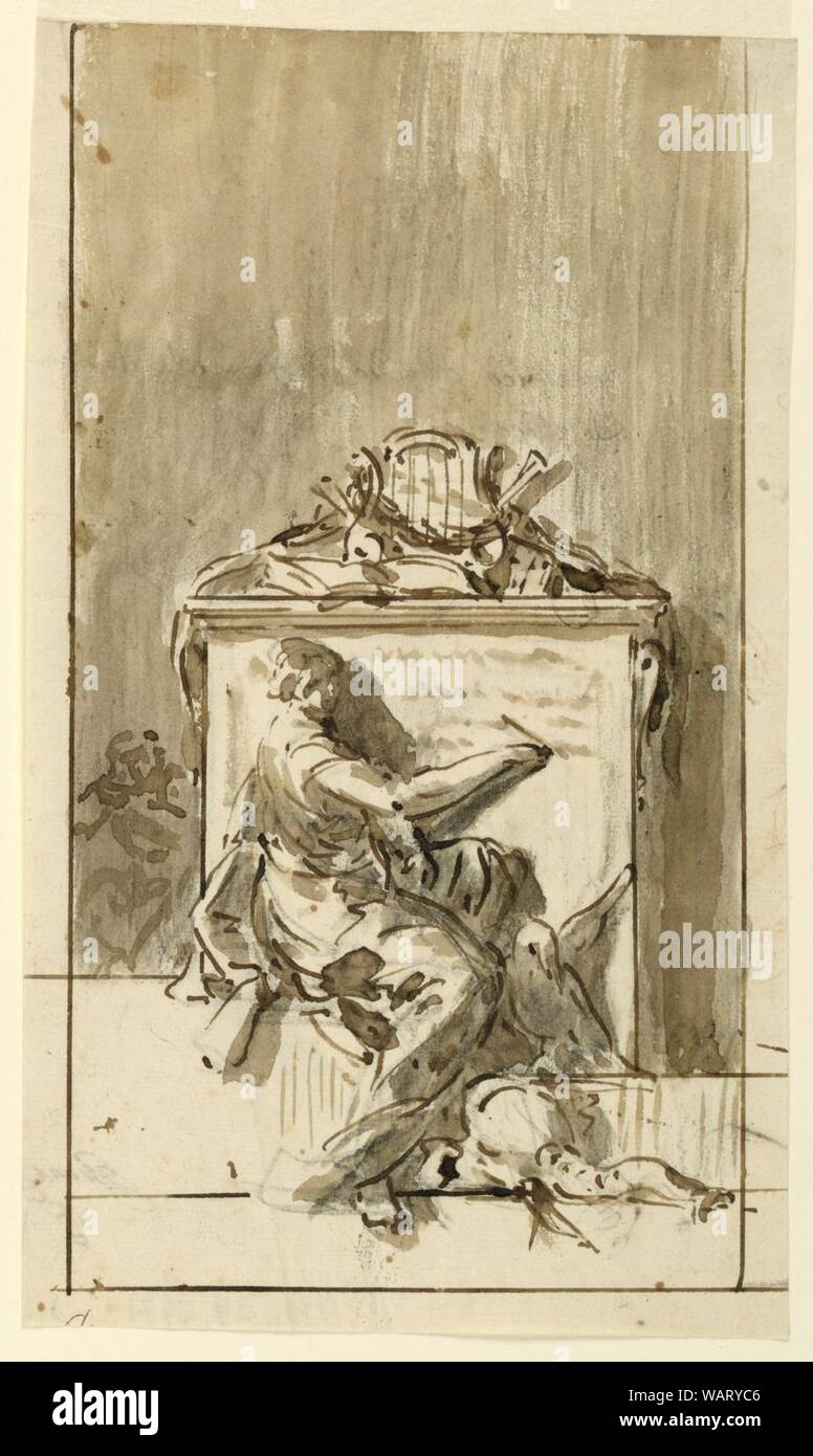 Drawing, Sketch for a monument to be fastened to a wall, ca. 1800 Stock ...