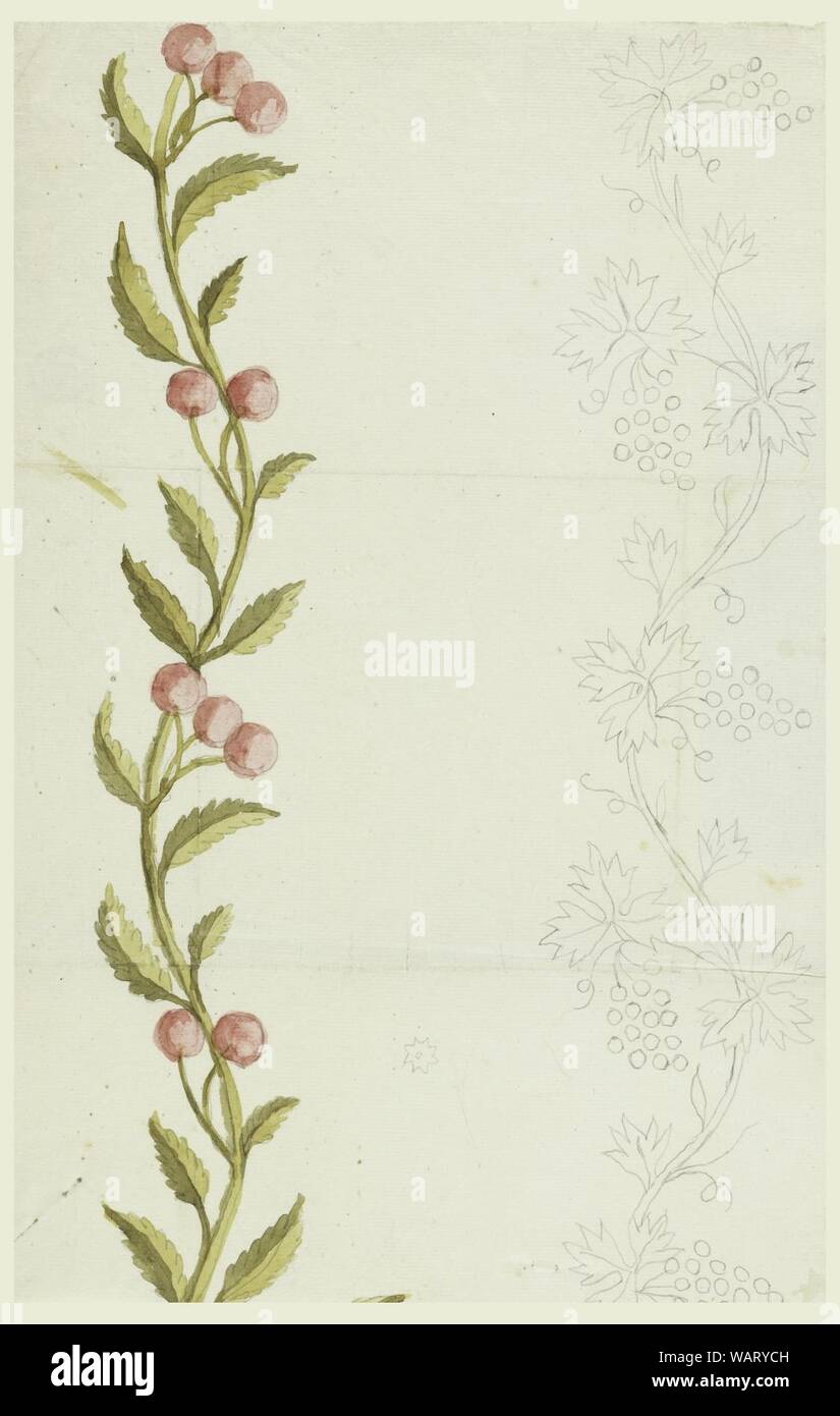 Drawing, Sketch and Design for Woven or Embroidered Borders, 1820–50 ...