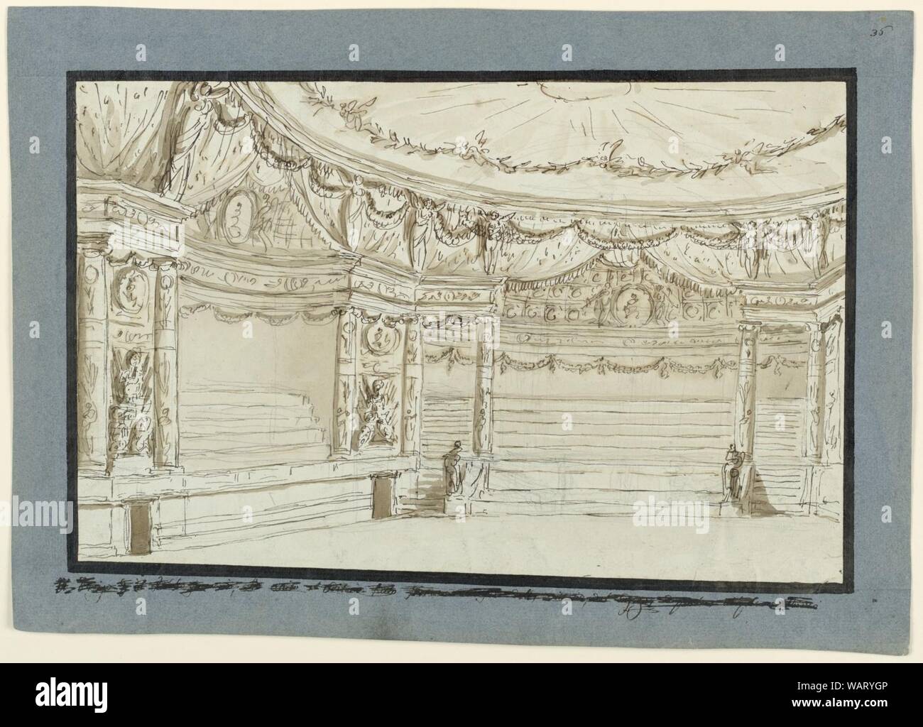 Drawing, Sketch for Decoration, Interior of Theater, early 19th century ...