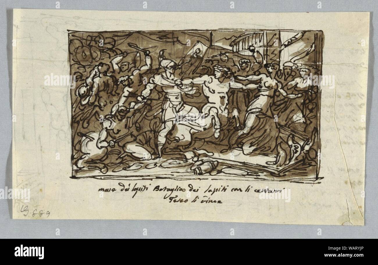 Drawing, Sketchbook Page- Battle of the Centaurs and Lapiths, ca. 1820 ...