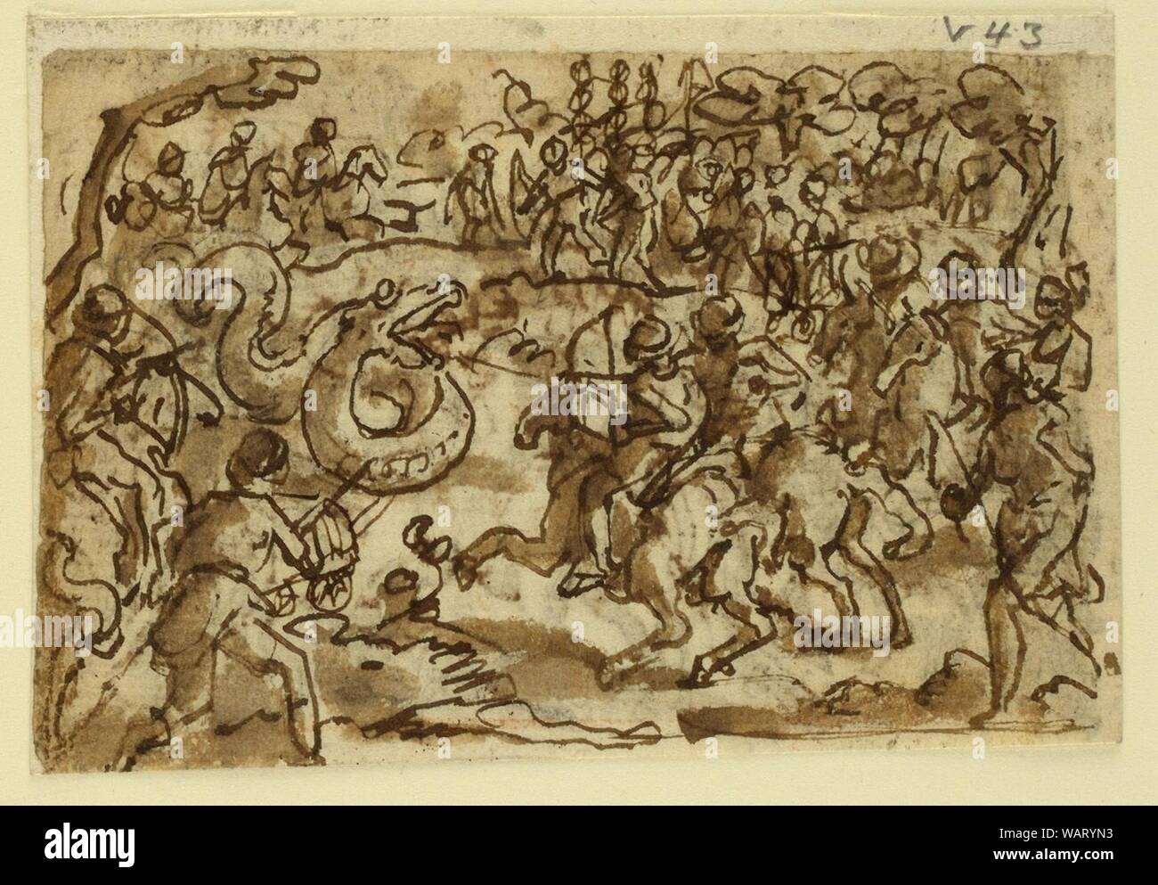 Drawing, Sketchbook Page with A Serpent Taken by the Romans During the ...