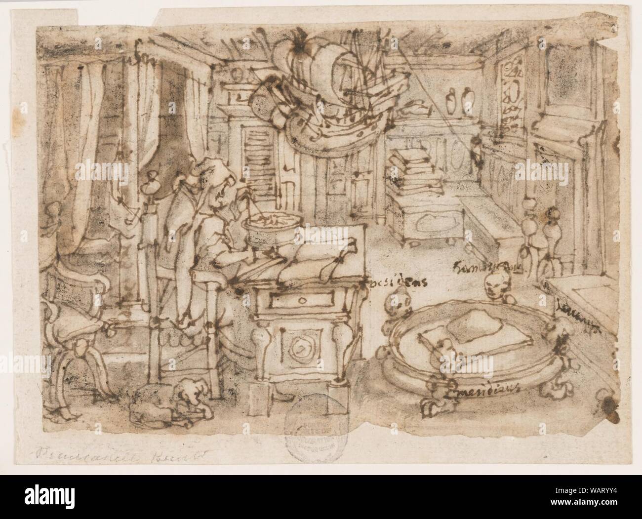 Drawing, Sketchbook Page with Lapis Polaris (The Geographer), ca. 1590 ...