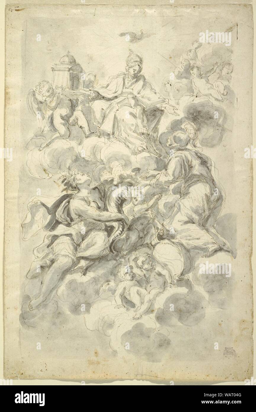 Drawing, Sketches for a Ceiling Painting- The Triumphant Church, ca ...