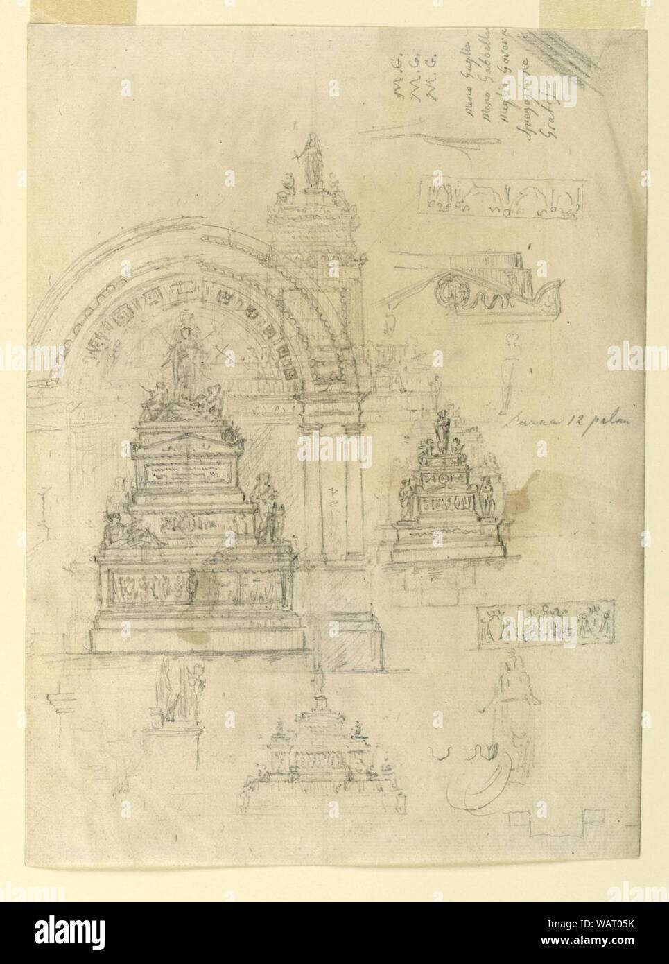 Drawing, Sketches for Monuments, 18th–19th century Stock Photo - Alamy