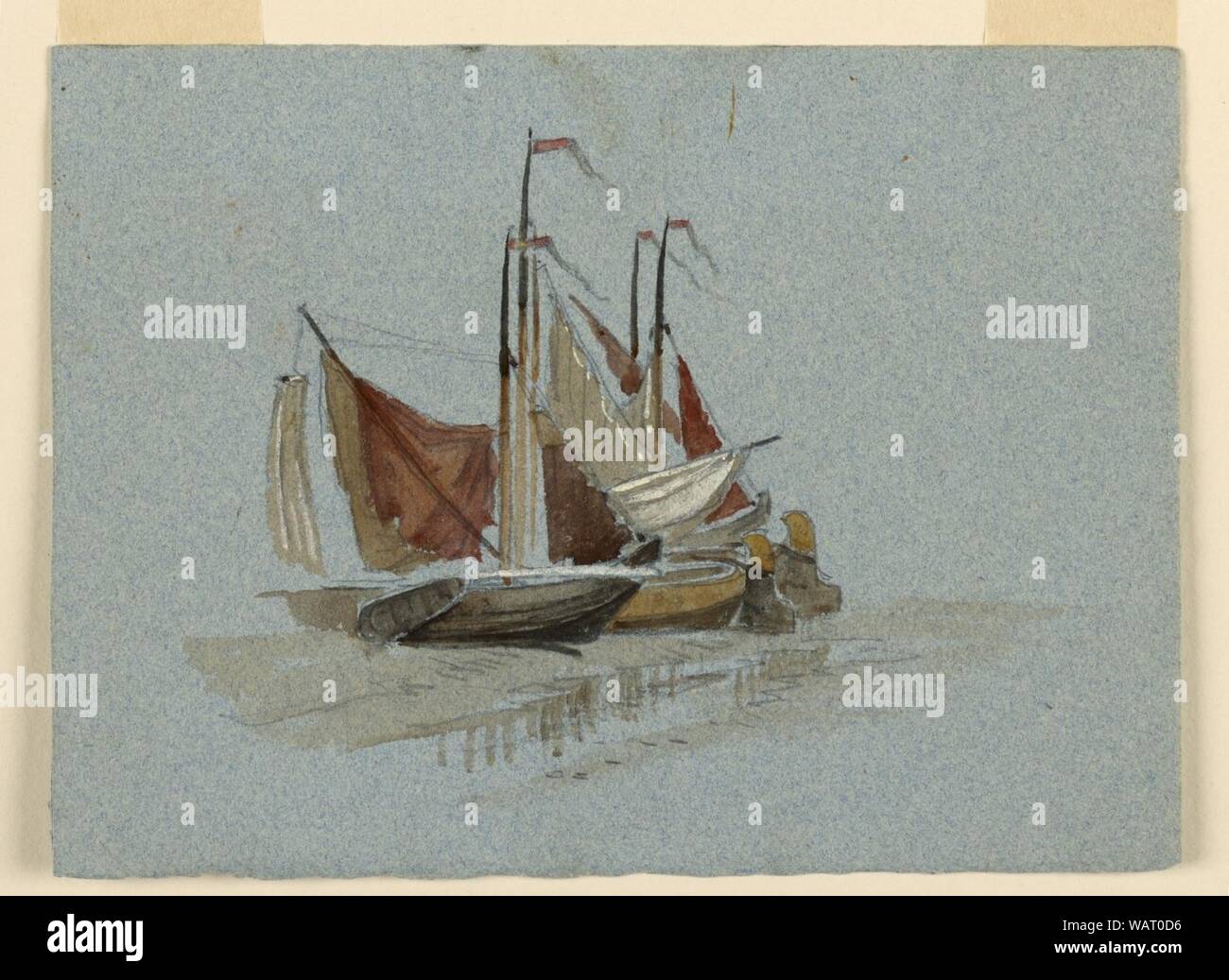 Drawing, Sketches. Fishermens' Sail Boats, 1872 Stock Photo - Alamy