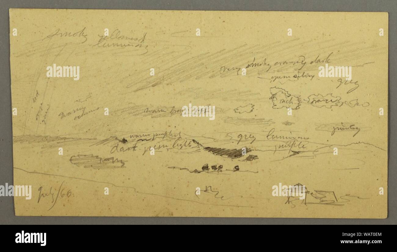 Drawing, Sky study over ridge and rainbow, July 1866 Stock Photo - Alamy