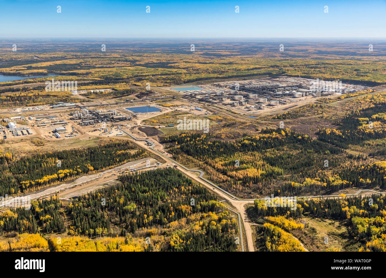 Aerial photo of Surmont SAGD operations south of Fort McMurray Stock ...