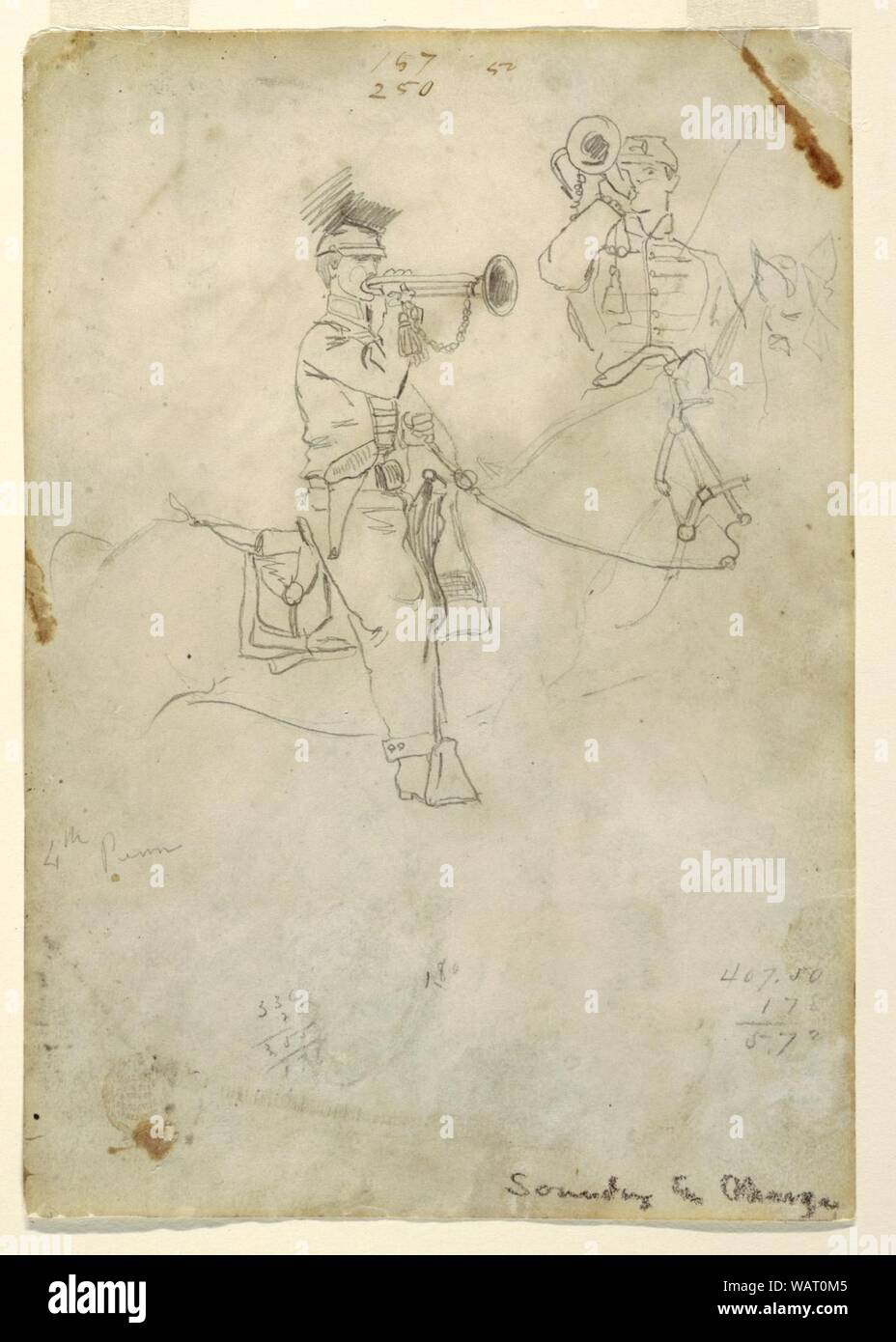 Drawing, Sounding the Charge, ca. 1862 Stock Photo - Alamy
