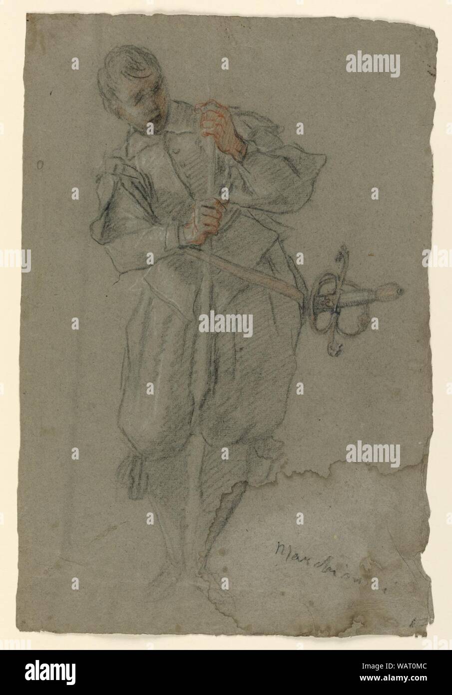 Drawing, Soldier Loading His Gun, ca. 1720 Stock Photo - Alamy