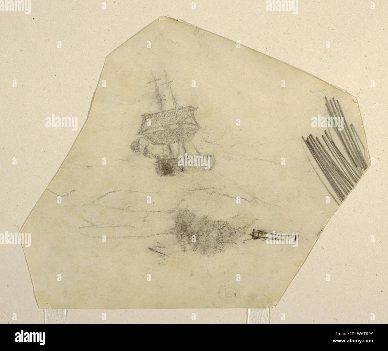 Drawing, Square Rigger in a Stormy Sea, ca. 1895 Stock Photo - Alamy
