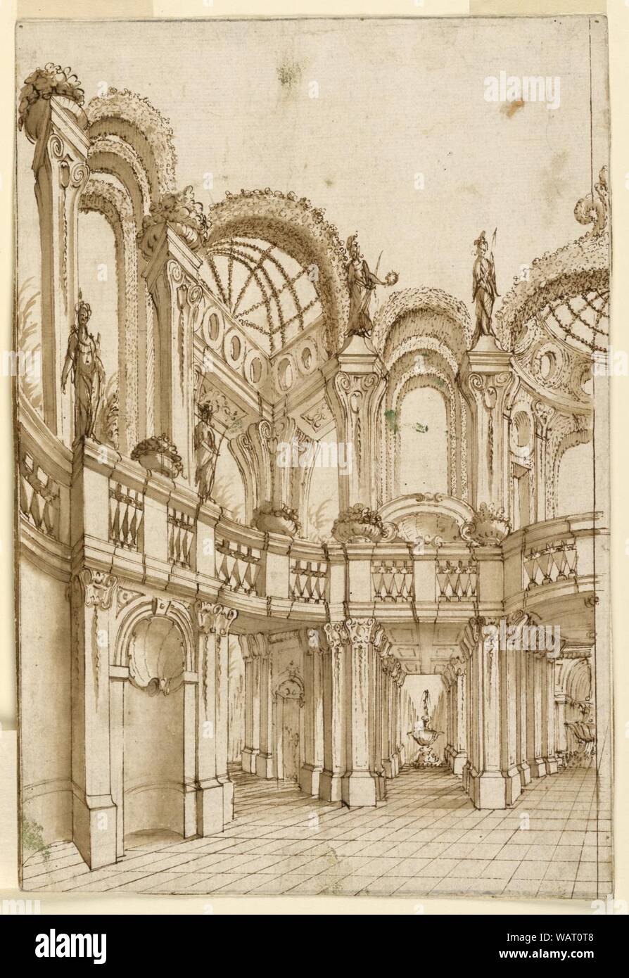 Drawing, Stage Design- Garden Architecture, ca. 1700 Stock Photo - Alamy