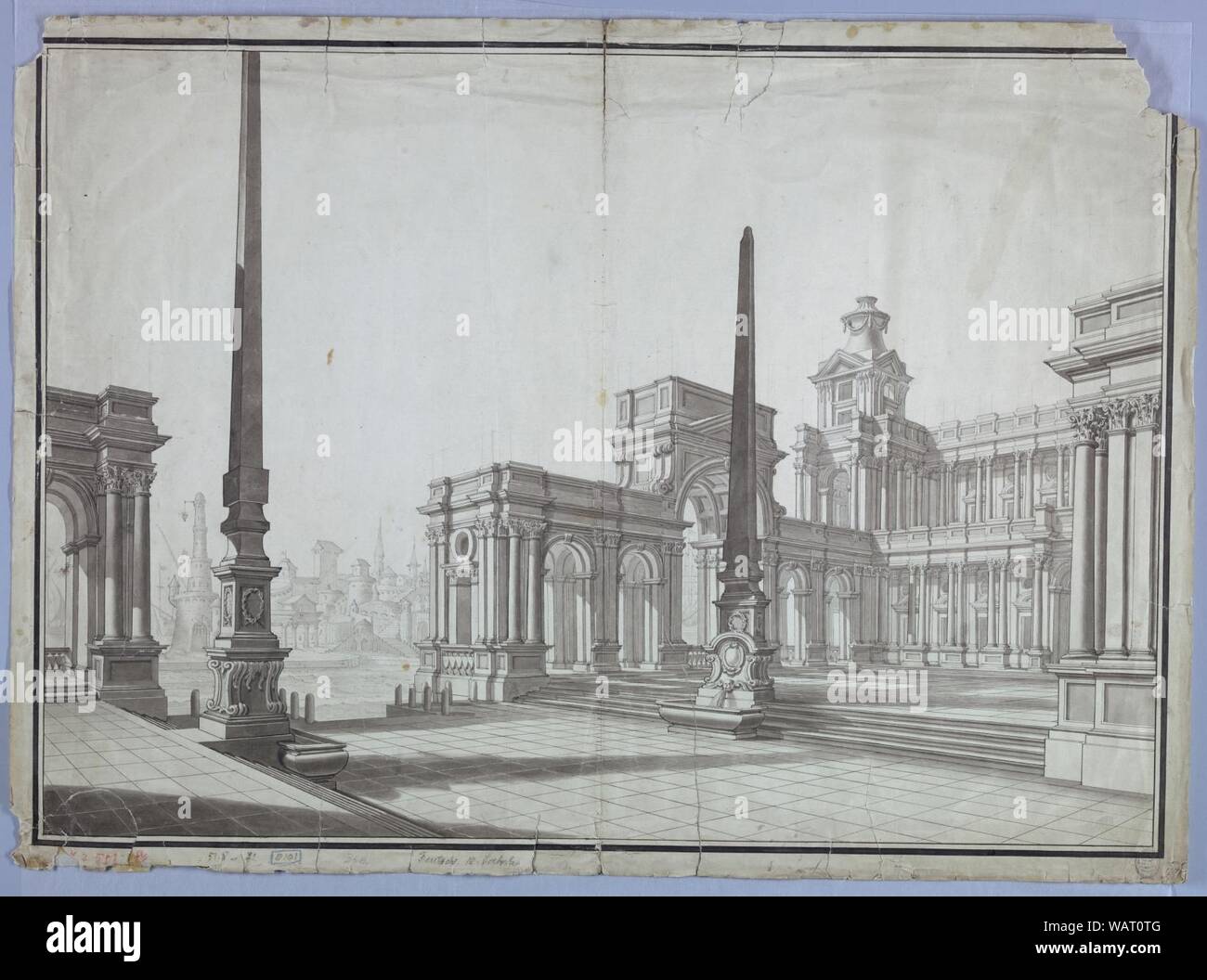 Drawing, Stage Design- A Royal Palace at the Seaside, mid- 18th century ...