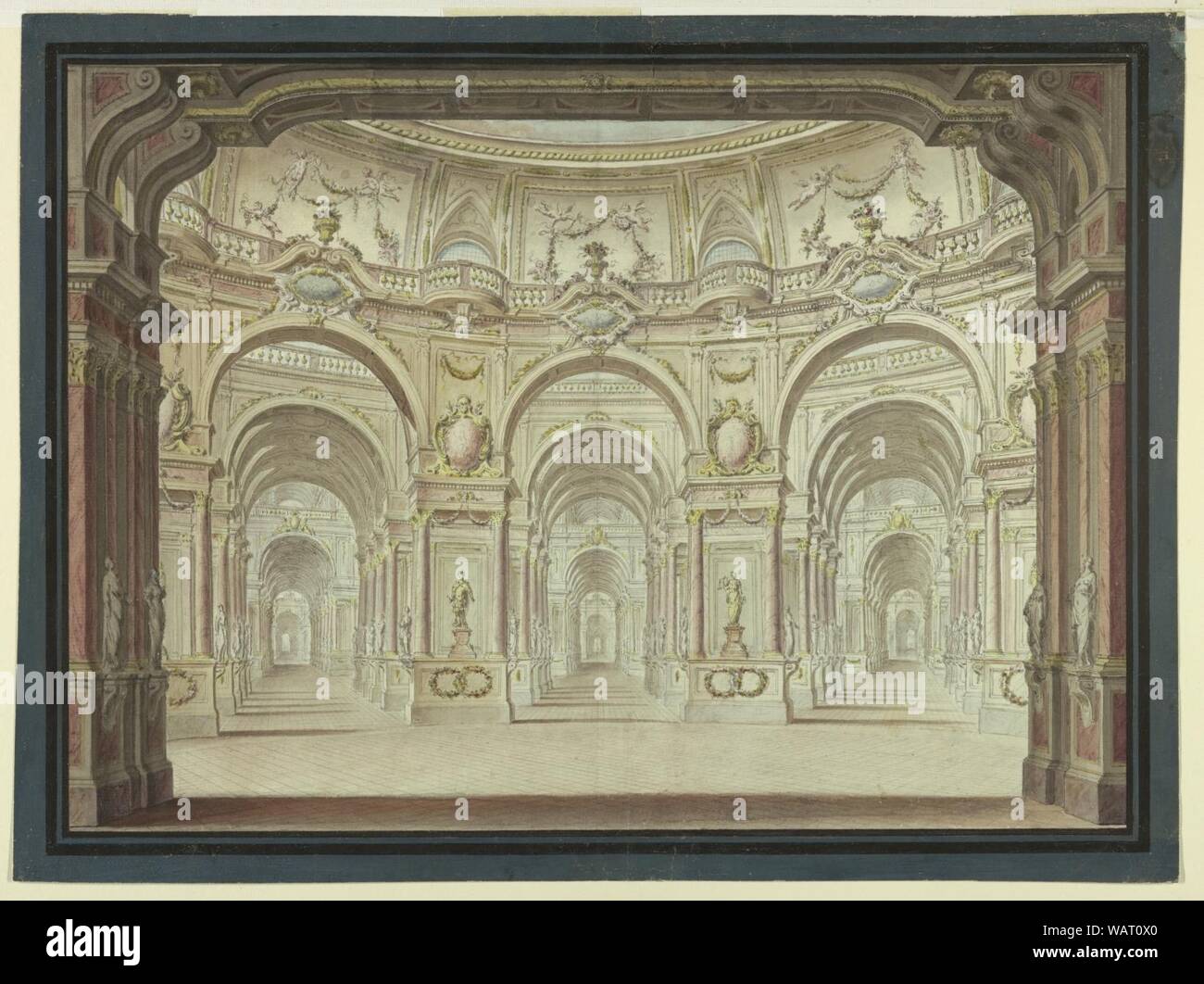 Drawing, Stage Design- Oval Hall and Arcades, ca. 1774 Stock Photo - Alamy