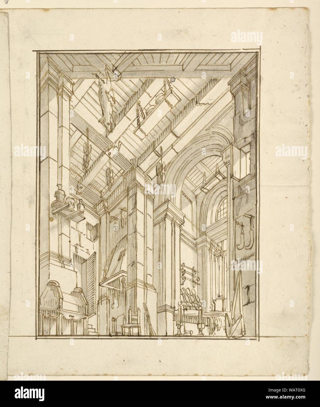 Drawing, Stage Design- Kitchen Interior, 1700–1750 Stock Photo - Alamy