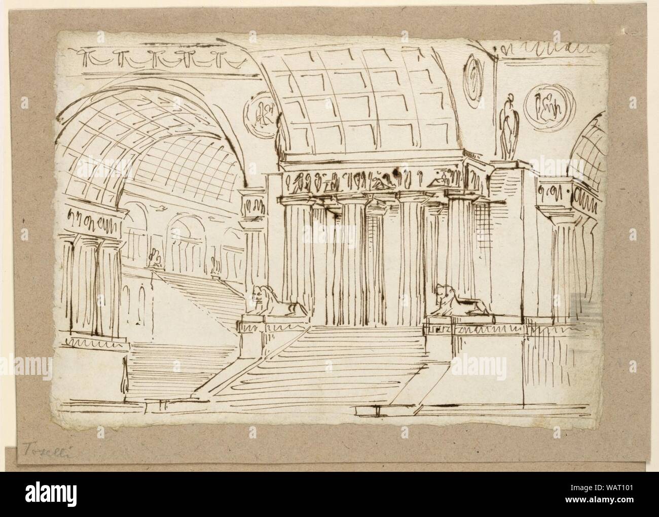 Drawing, Stage Design, Antique Building wiht Vaults, early 19th century ...