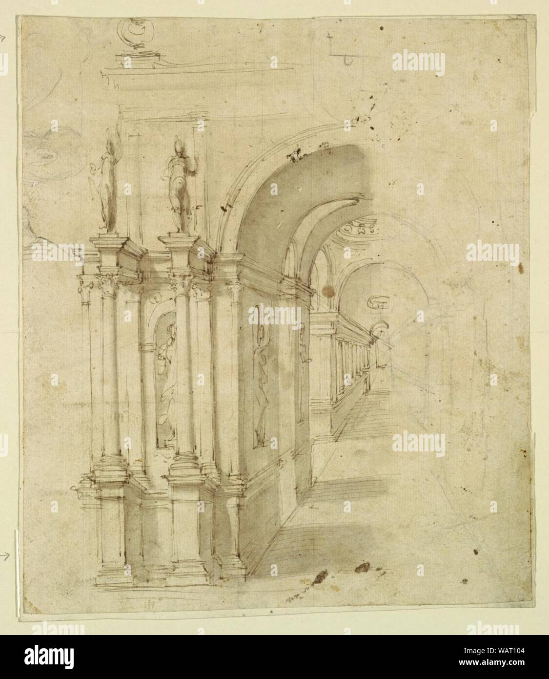 Drawing, Stage Design- View Through Archway, late 17th century Stock ...