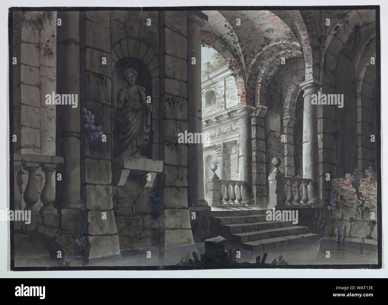 Drawing, Stage Design, Antique Ruins, Interior, late 18th century Stock ...