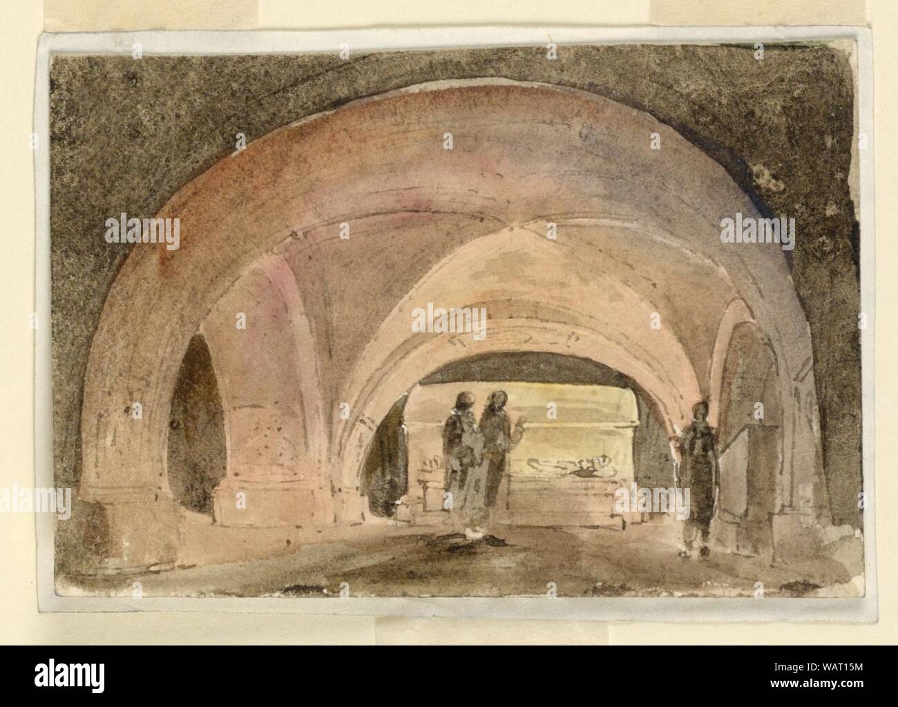 Drawing, Stage Design, Crypt with Sarcophagus, early 19th century Stock ...