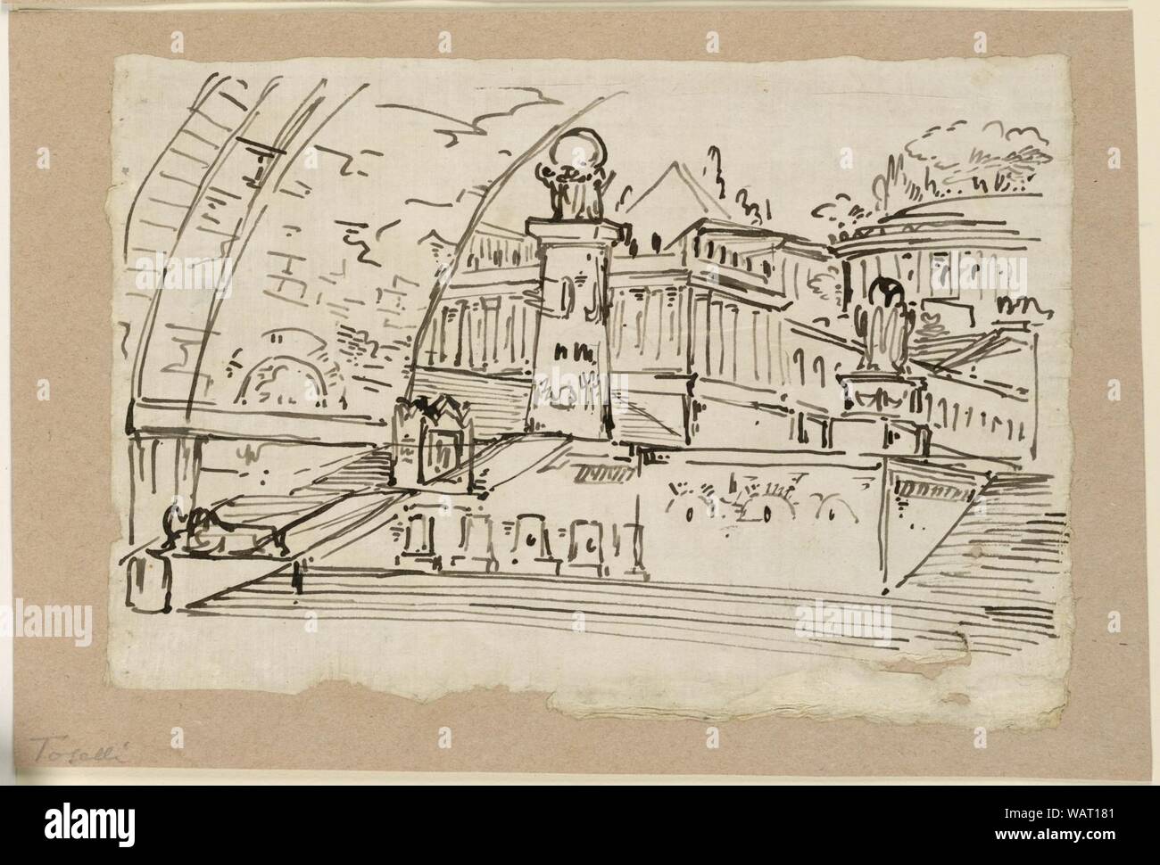 Drawing, Stage Design, Group of Antique Buildings, ca. 1800 Stock Photo ...