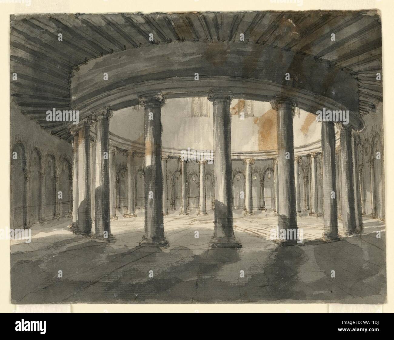 Drawing, Stage Design, Interior of Circular Building, early 19th ...