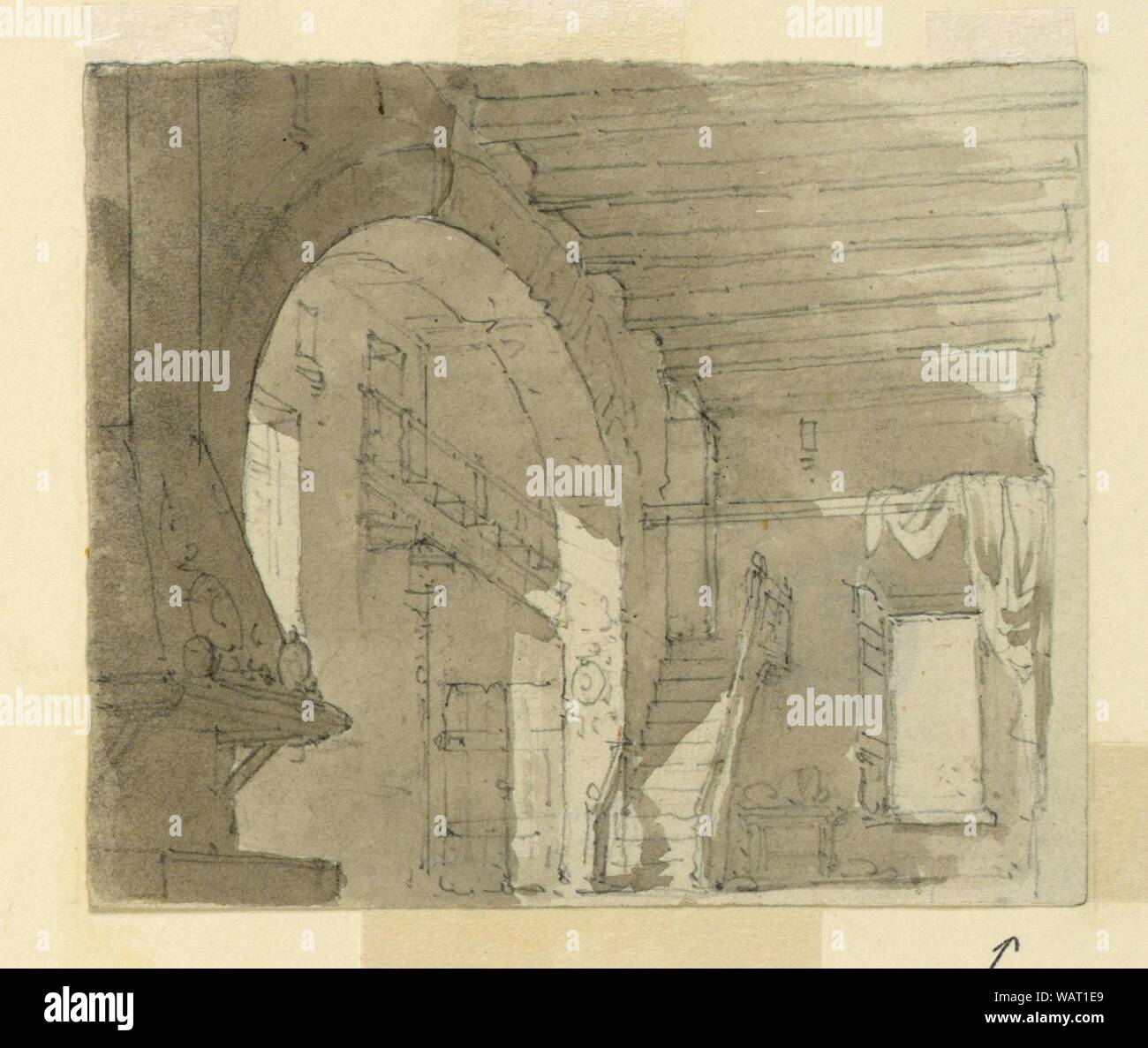 Drawing, Stage Design, Interior of Kitchen, ca. 1860 Stock Photo - Alamy