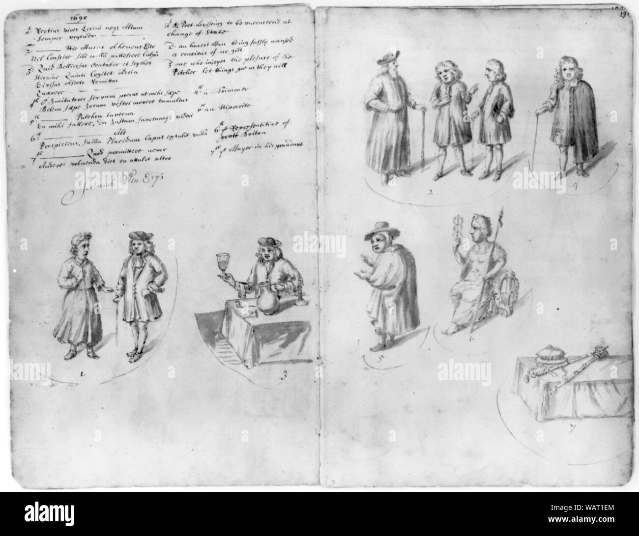 Drawings of annual guild days of Norwich, England, 1705 Stock Photo - Alamy