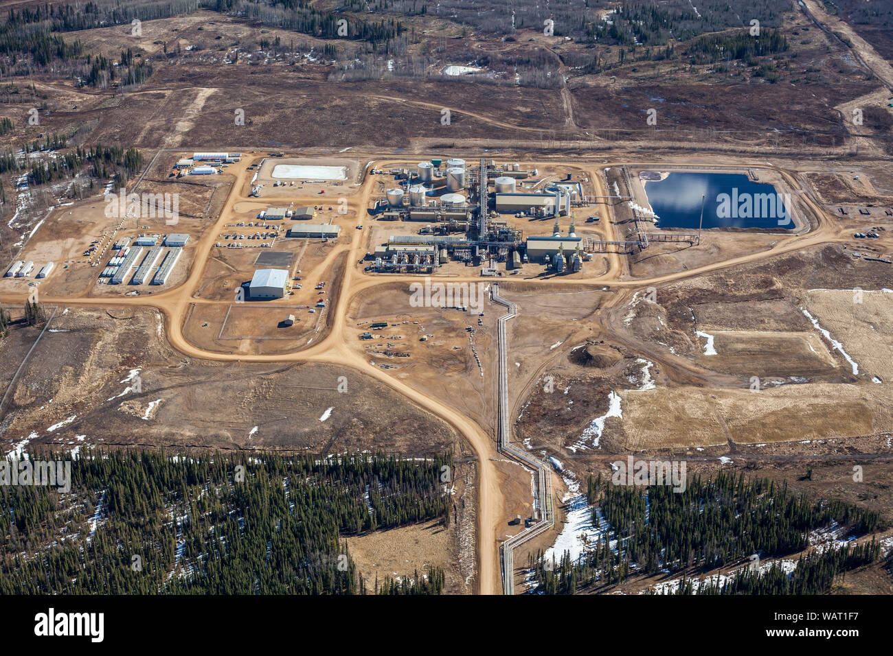 Aerial photo of Surmont SAGD operations south of Fort McMurray Stock ...