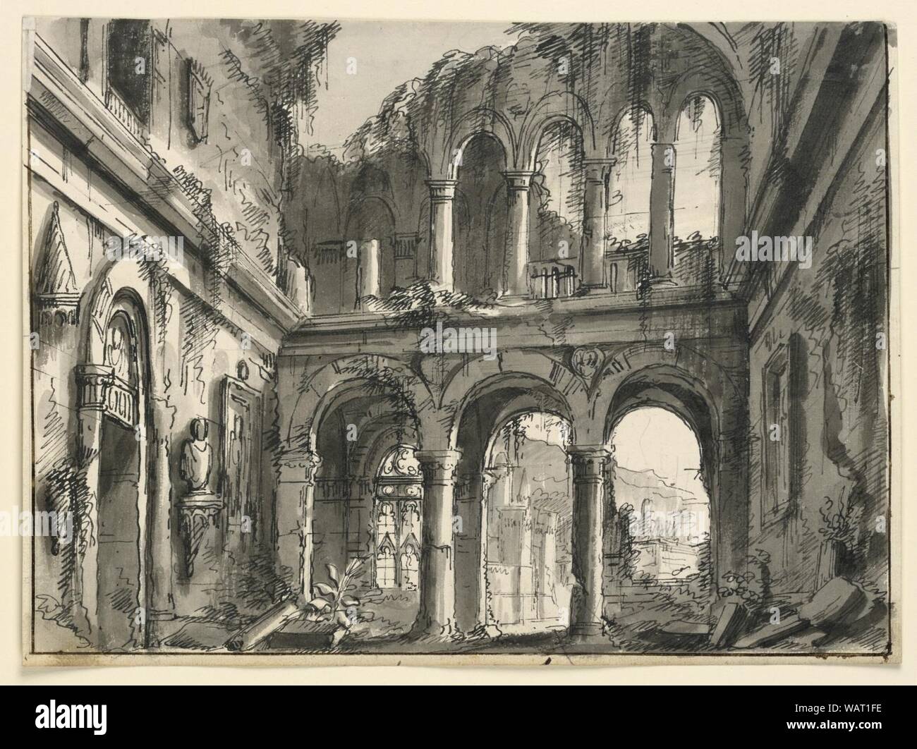 Drawing, Stage Design, Interior of Ruined Renaissance Palace, early ...