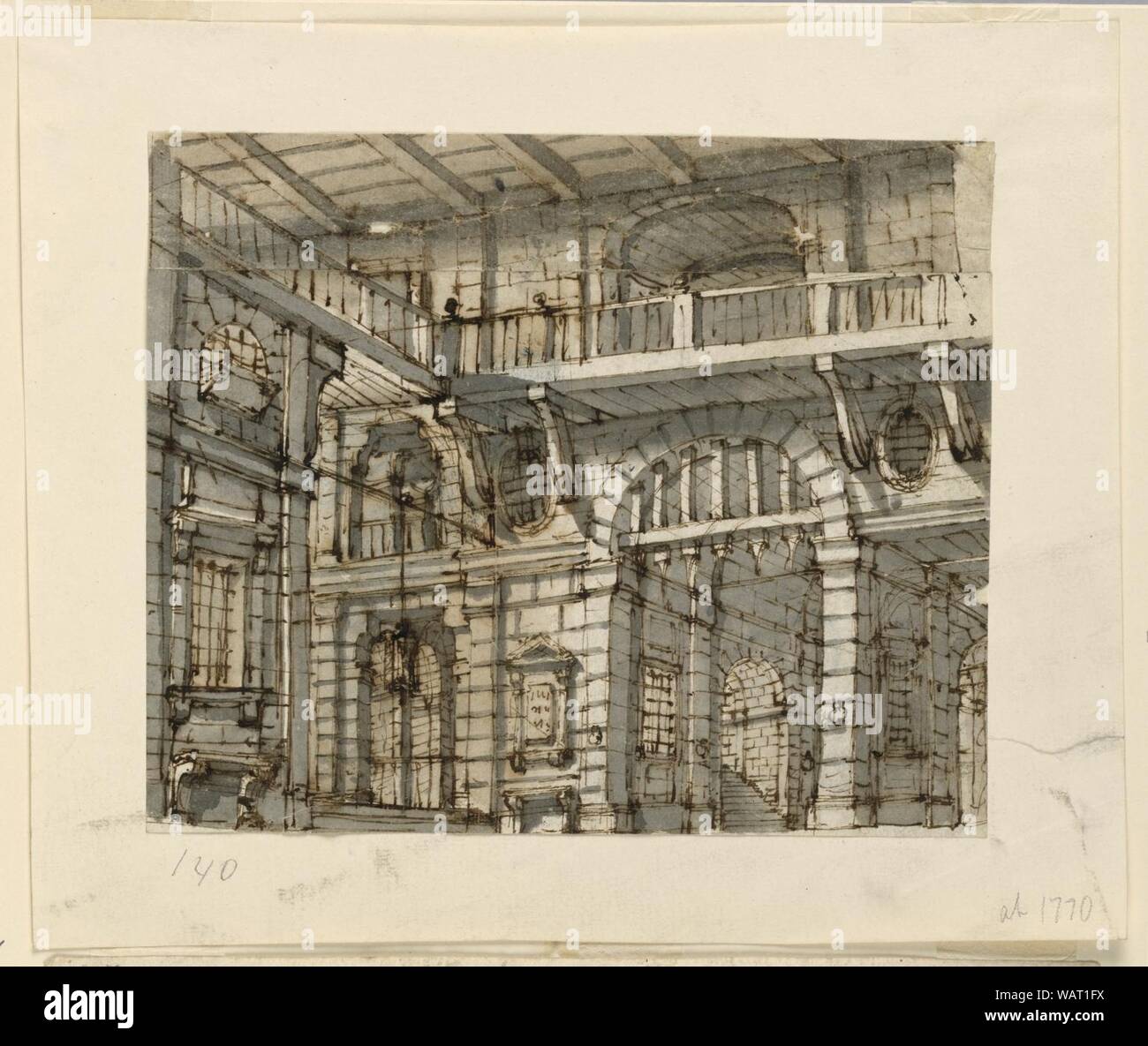 Drawing, Stage Design, Interior of Prison Court, 18th century Stock ...