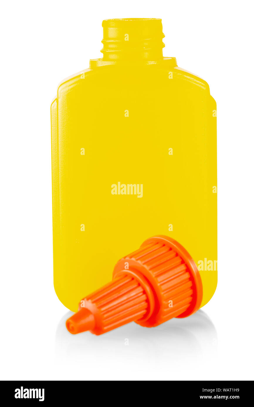 Opened Yellow tube of glue isolated on white background Stock Photo - Alamy