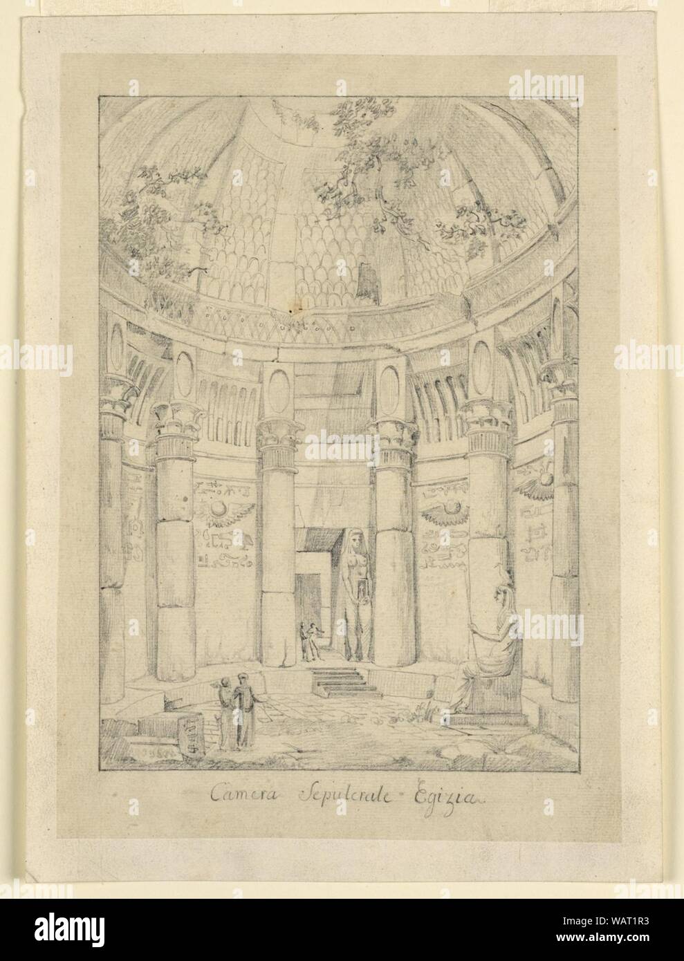 Drawing, Stage Design, Sepulchral Building in Egyptian Style, after ...