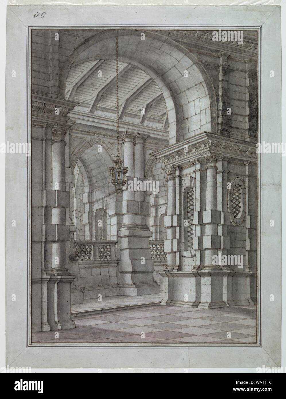 Drawing, Stage Design, View into Palace, early 18th century Stock Photo ...