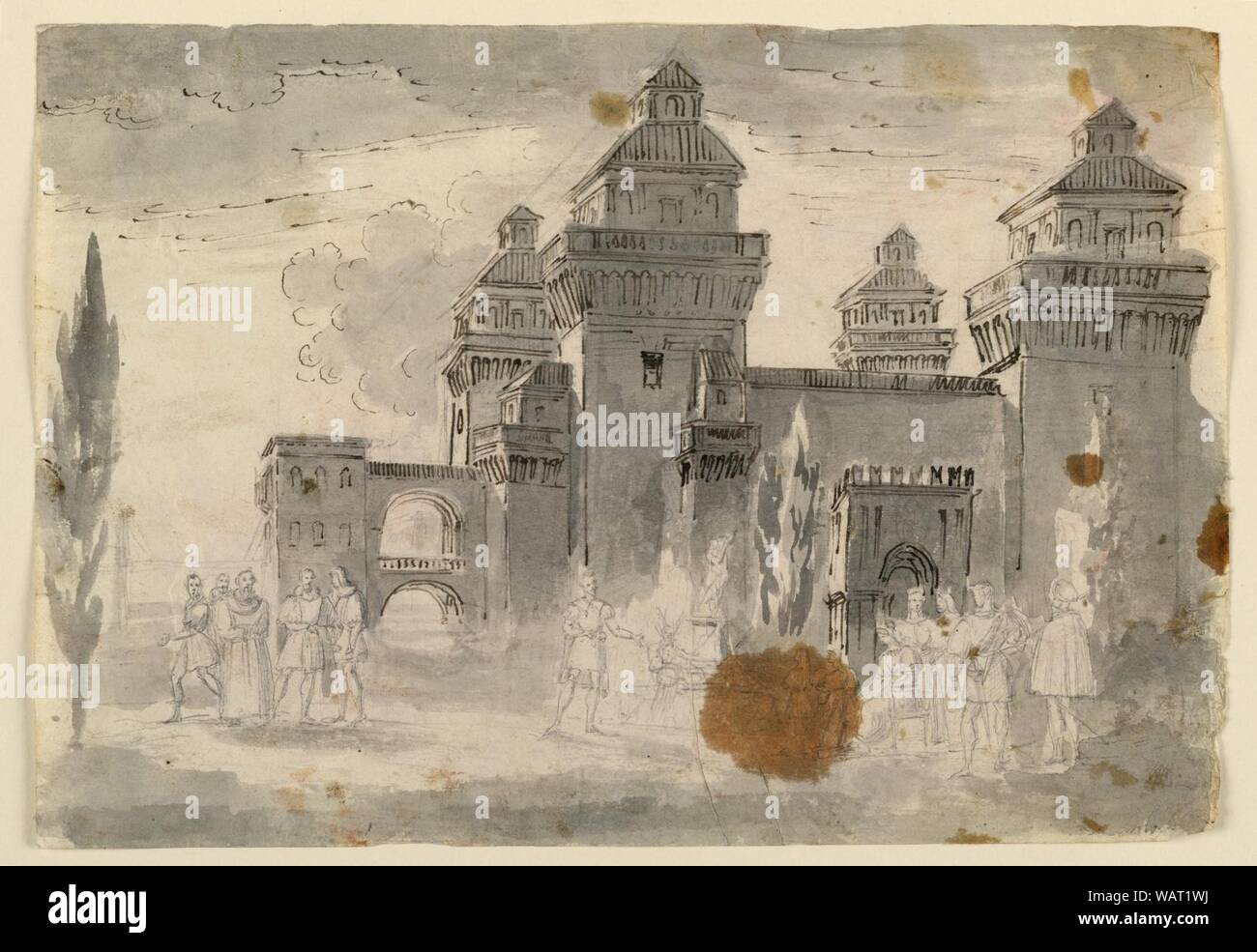 Drawing, Stage Design, View of Castle, 1810–1820 Stock Photo - Alamy