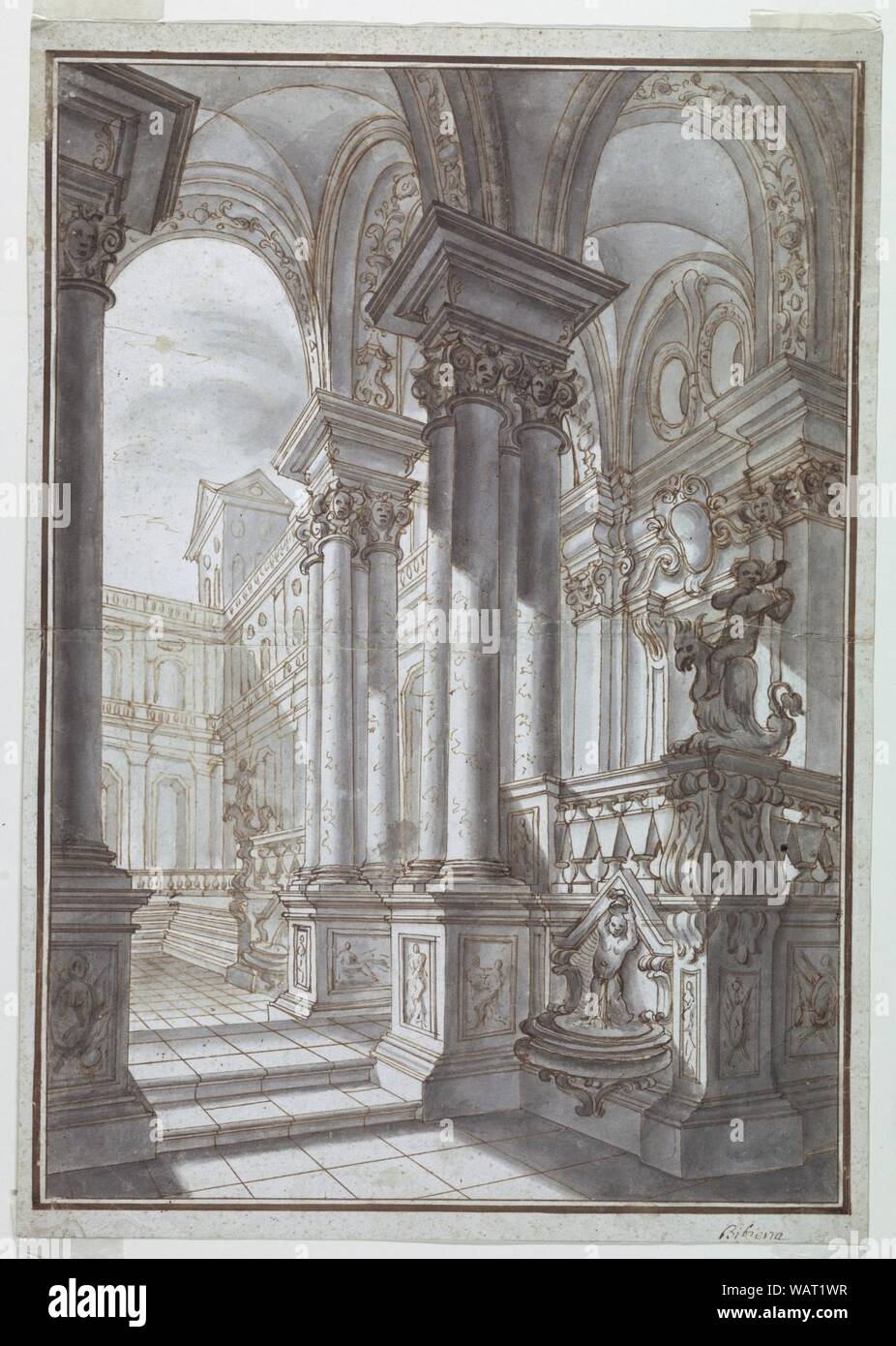 Drawing, Stage Design; Palace Court, late 17th century Stock Photo - Alamy
