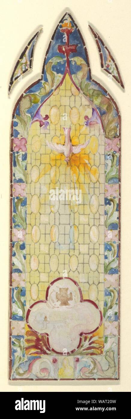 Drawing, Stained glass window- right pane of a three part design, 1890 ...