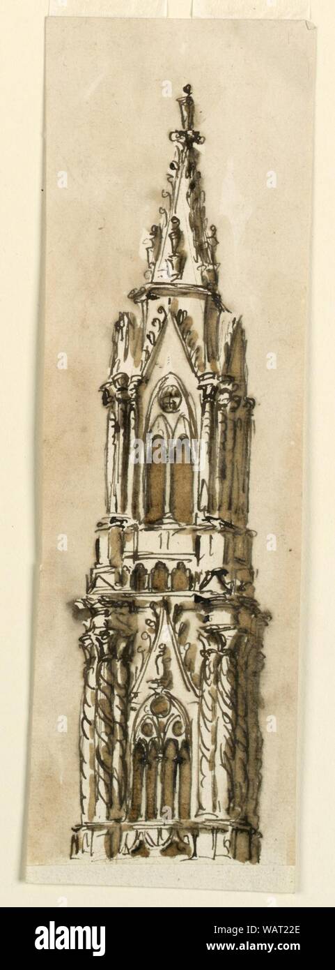 Drawing, Steeple in Gothic Style, late 18th century Stock Photo - Alamy