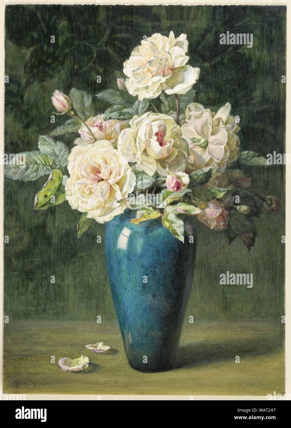 Drawing, Still Life of Roses, 1880 Stock Photo - Alamy