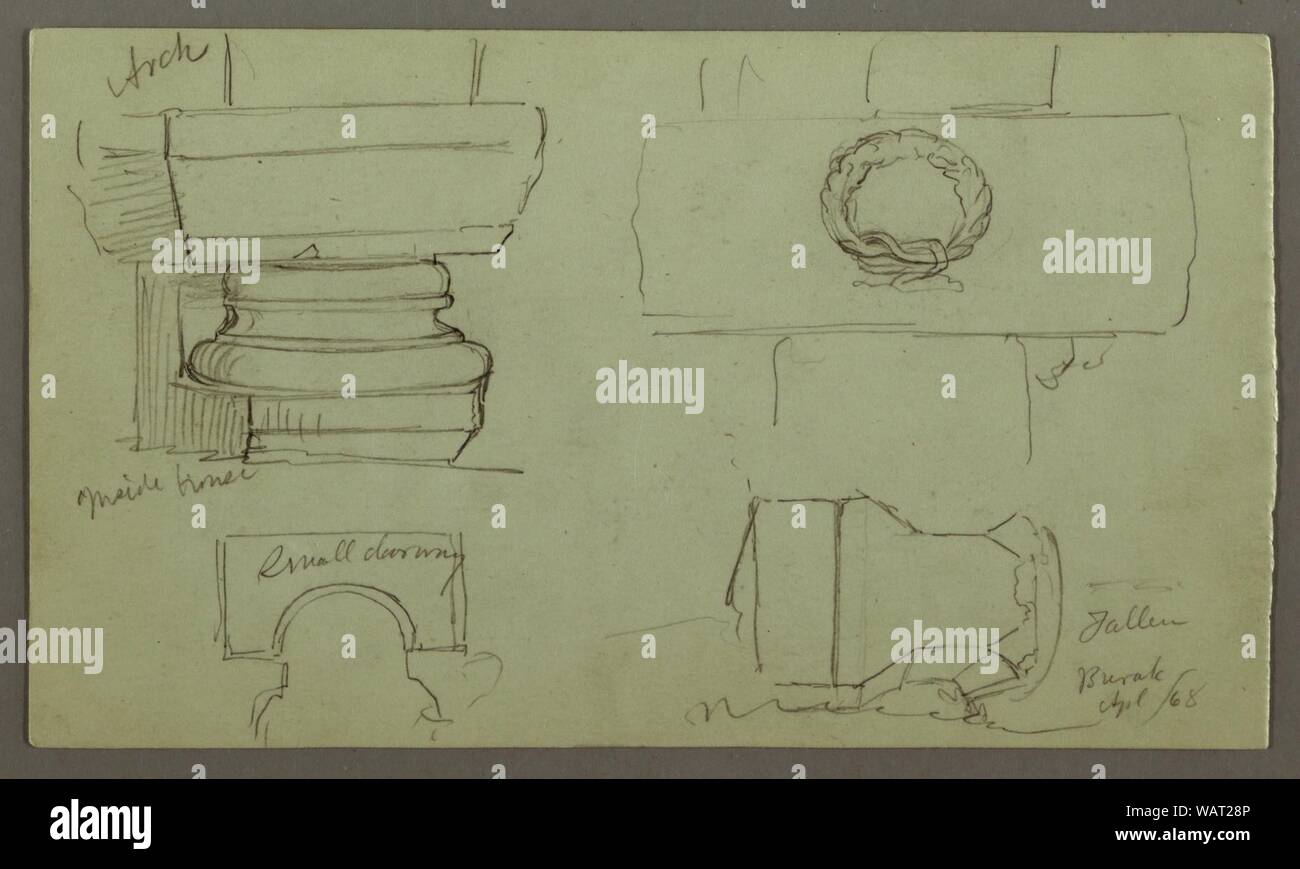 Drawing, Studies of Arches and Base of Arch, April 1868 Stock Photo - Alamy