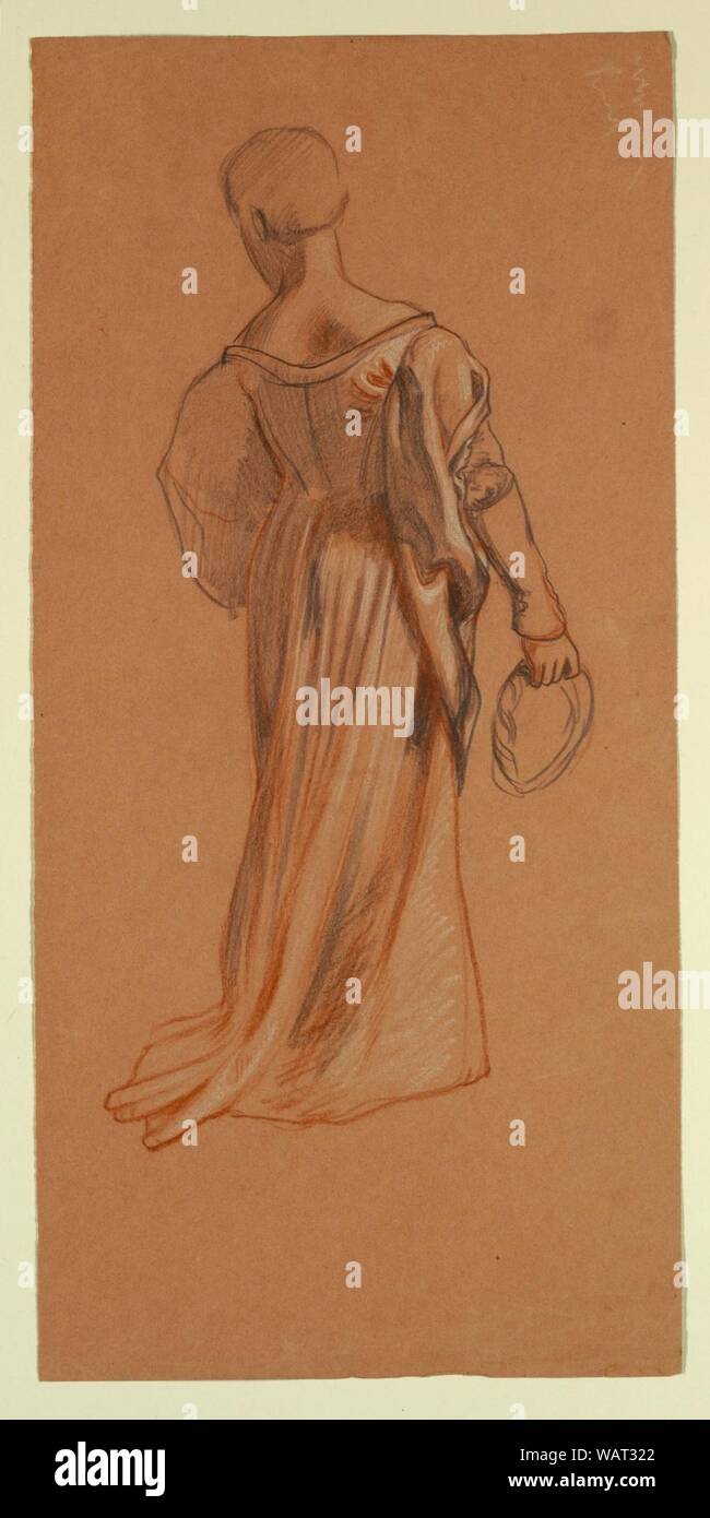 Drawing, study of a costumed female figure, ca. 1890 Stock Photo - Alamy