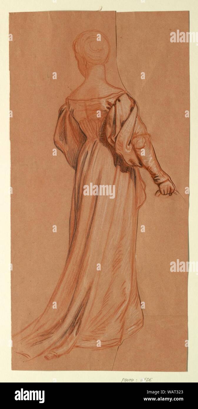 Drawing, study of a costumed female figure, ca. 1890 Stock Photo - Alamy