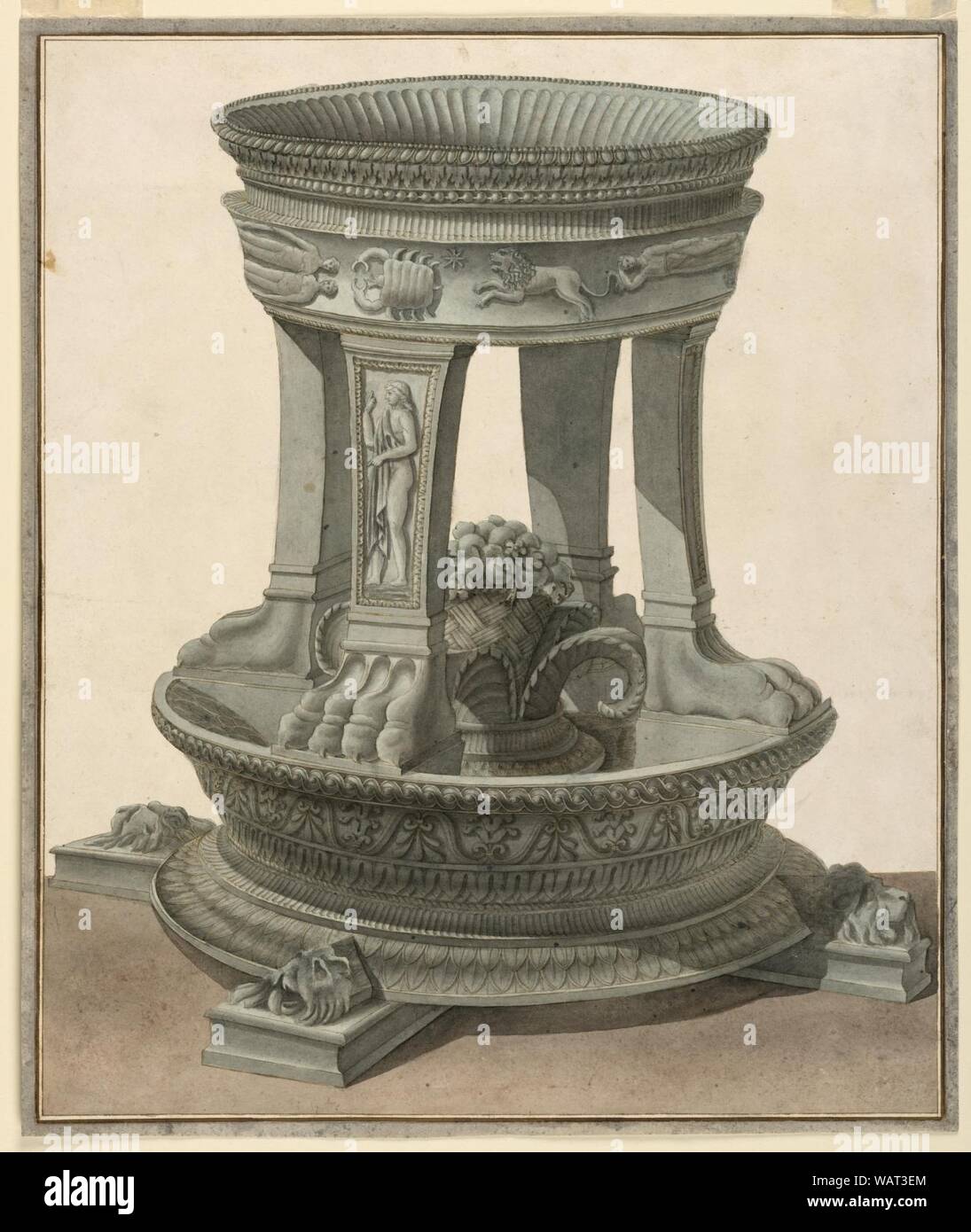 Drawing, Study, Oblique View of the Apollo Altar, Villa di Cicerone ...